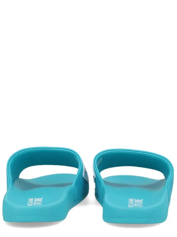 Versace Slides With Logo - Azure