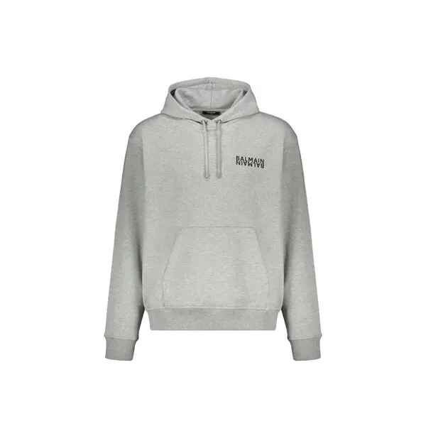 Balmain Logo Motif Hoodie - Gray