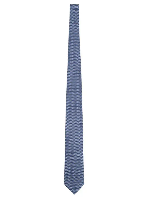 FERRAGAMO Printed Silk Neck Tie - Blue