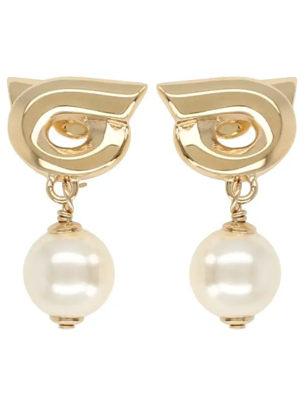 FERRAGAMO Hook Earrings With Pearls - Gold