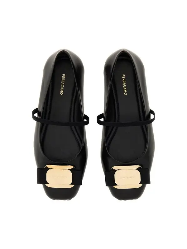 FERRAGAMO Zina Dancer Ballerinas - Black