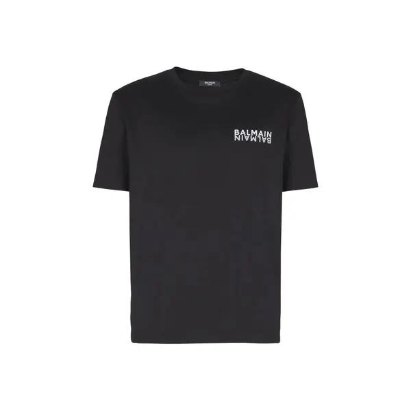 Balmain Logo Print T Shirt - Black