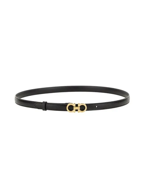 FERRAGAMO Gancini Leather Belt - Black