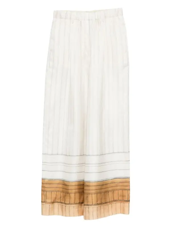 ALYSI Striped Silk Pants - White