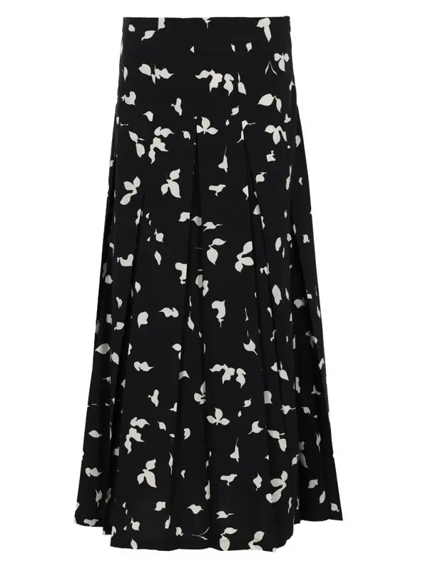 ALYSI Printed Cotton Skirt - Black