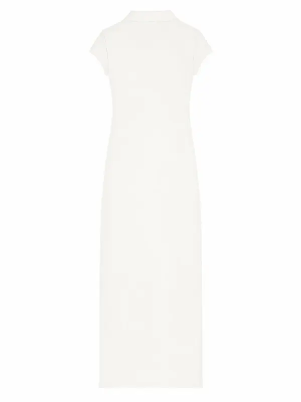 COURREGES Long Sports Polo Shirt Dress - White
