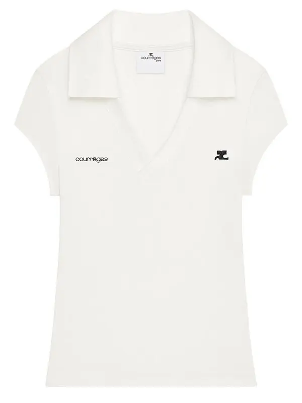 COURREGES Cropped Sports Polo - White