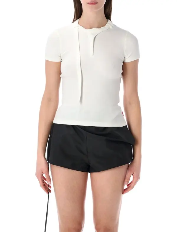 DIESEL® Short-sleeve Top With Deconstructed Biker Detail