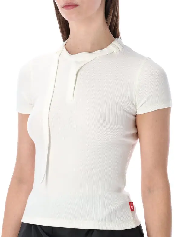 DIESEL® Short-sleeve Top With Deconstructed Biker Detail