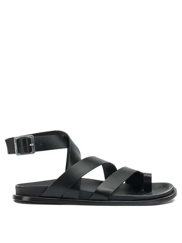 ALOHAS Leather Low Sandals - Black