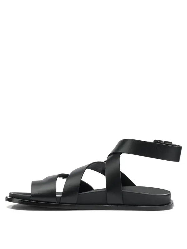 ALOHAS Leather Low Sandals - Black