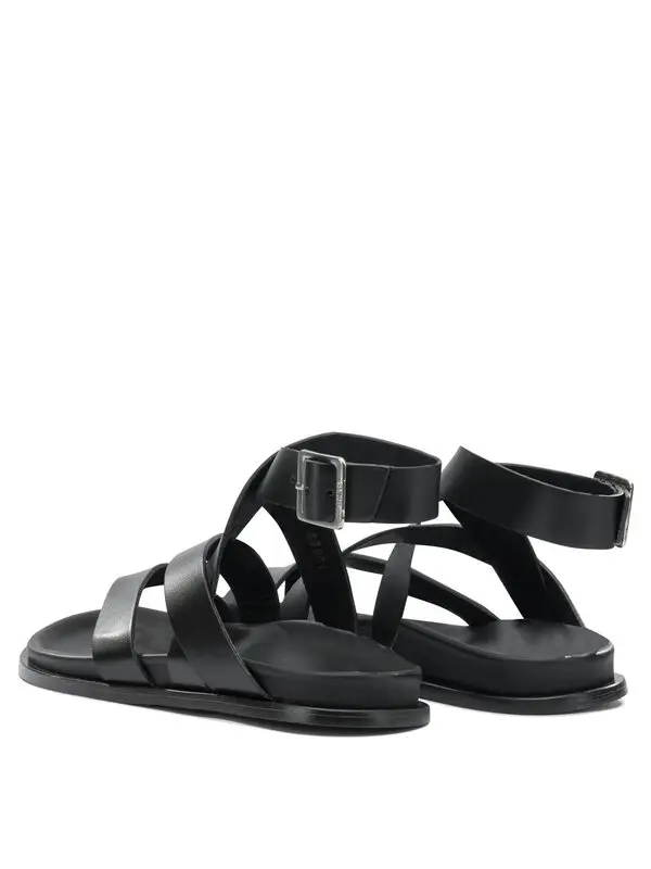 ALOHAS Leather Low Sandals - Black