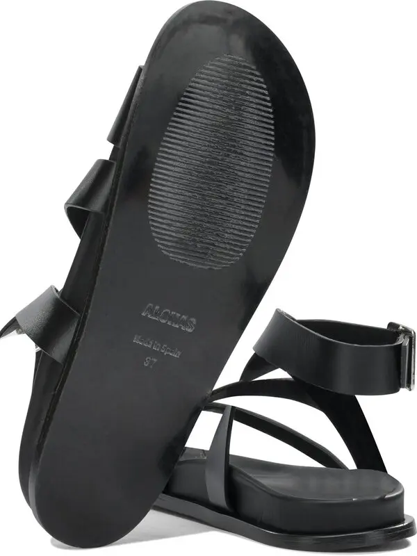 ALOHAS Leather Low Sandals - Black