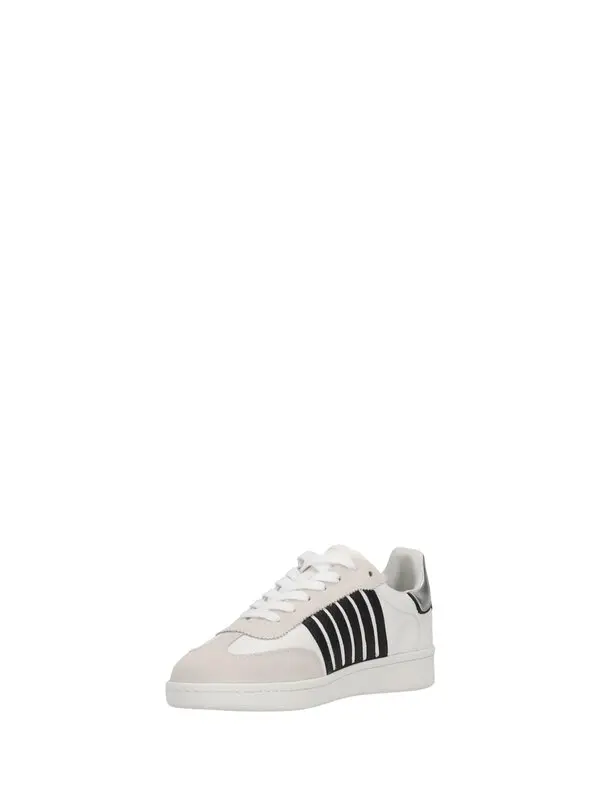 Dsquared2 Lace Up Low Top Sneakers - Bianco+nero+argento
