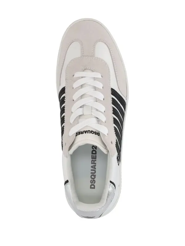 Dsquared2 Lace Up Low Top Sneakers - Bianco+nero+argento