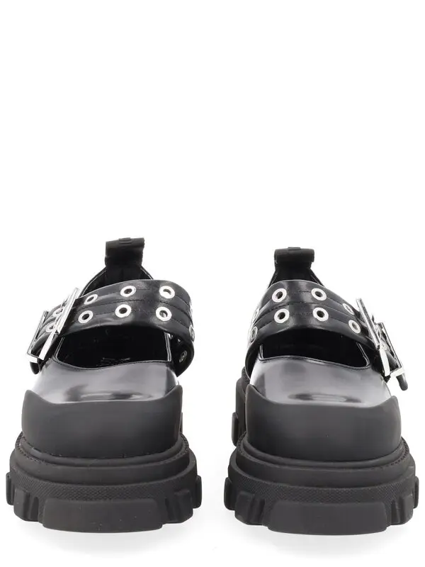 GANNI Ballerina With Logo Buckle - Black