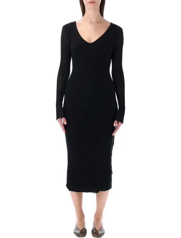 JAMES PERSE Cotton Cashmere Rib Deep V-neck Dress