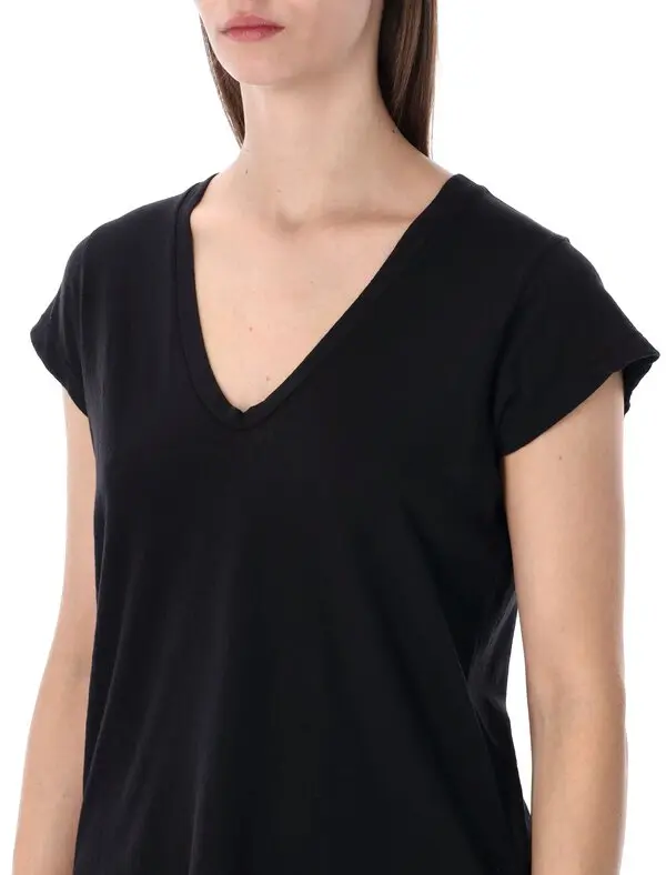 JAMES PERSE Cotton Deep V Tee - Black