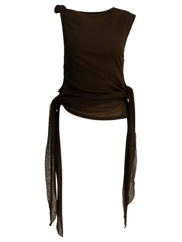 GANNI Draped Tank Top - Brown