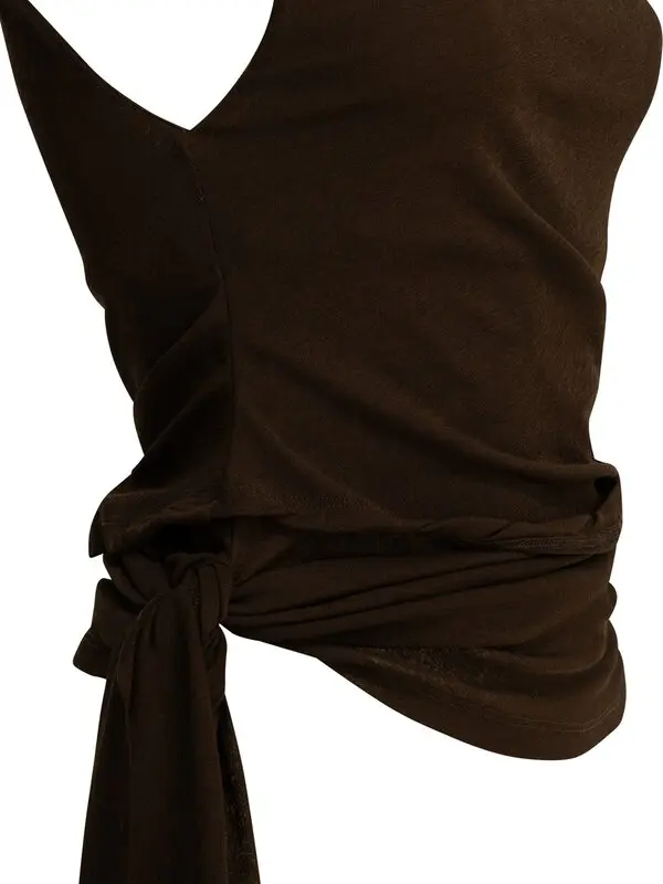 GANNI Draped Tank Top - Brown