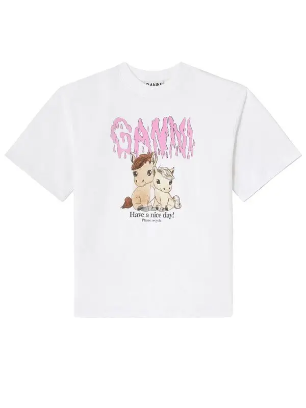 GANNI Cotton Graphic T-shirt - White