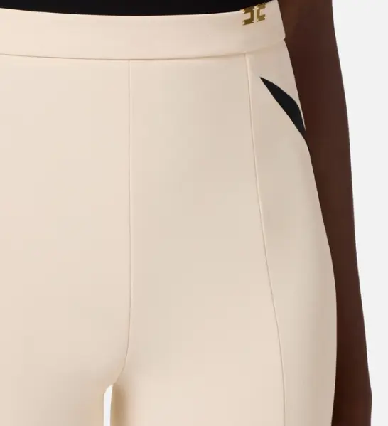 Elisabetta Franchi Crepe Trousers With Cutouts And Slits - Burro/nero
