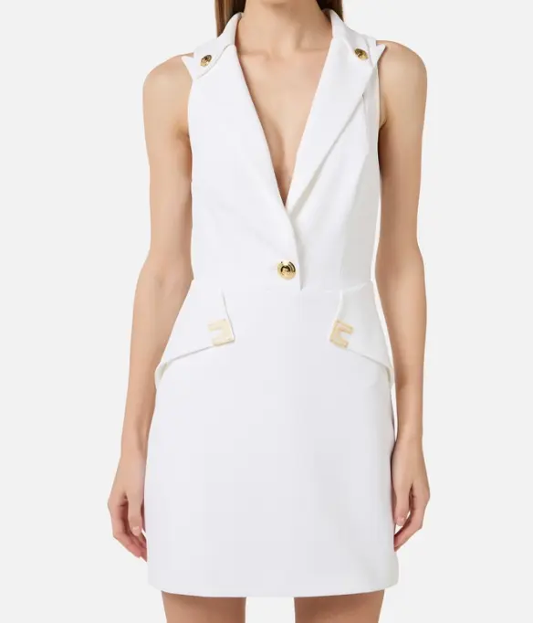 Elisabetta Franchi Double Layer Stretch Crepe Mini Dress