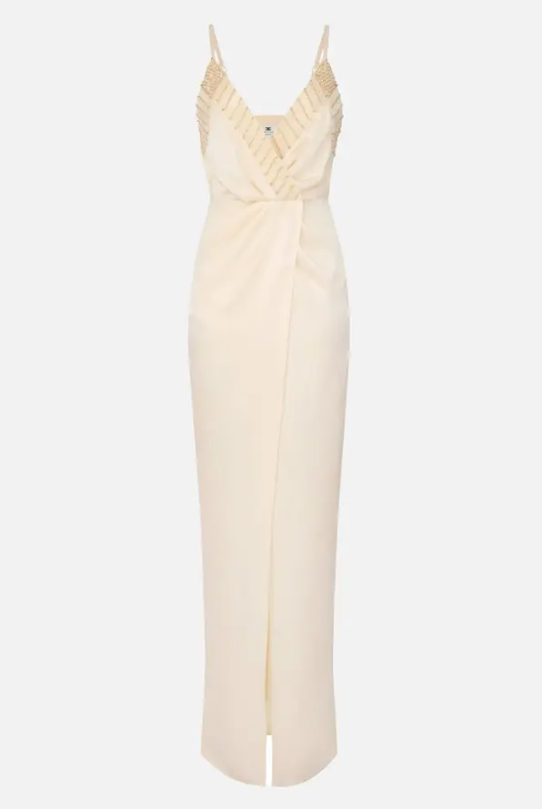 Elisabetta Franchi Satin Evening Gown - Burro