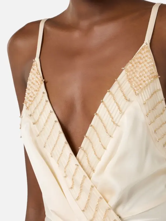 Elisabetta Franchi Satin Evening Gown - Burro