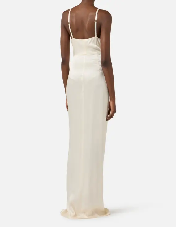 Elisabetta Franchi Satin Evening Gown - Burro