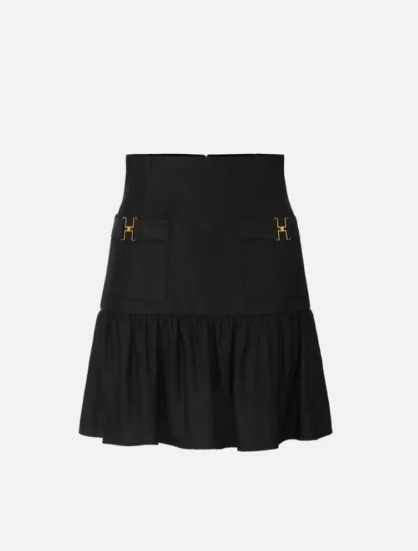 Elisabetta Franchi Linen Blend Skirt - Black