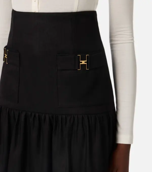 Elisabetta Franchi Linen Blend Skirt - Black