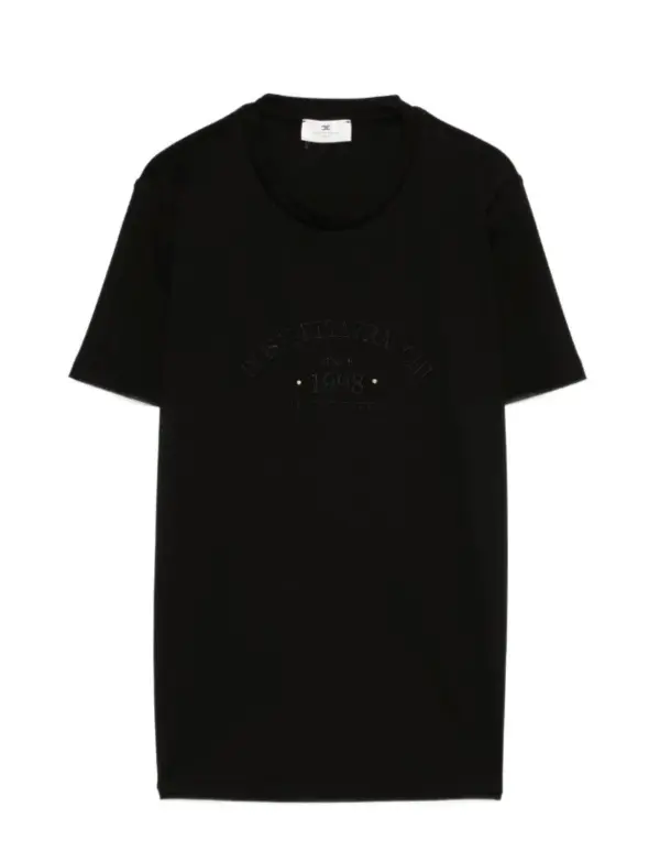 Elisabetta Franchi Logo Embroidered T-shirt - Black