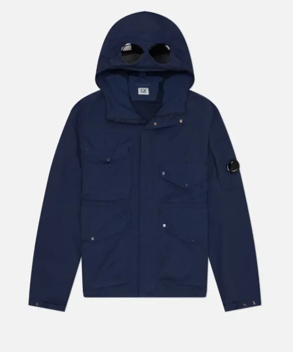 C.P. COMPANY Flatt Nylon Goggle Jacket - Blue