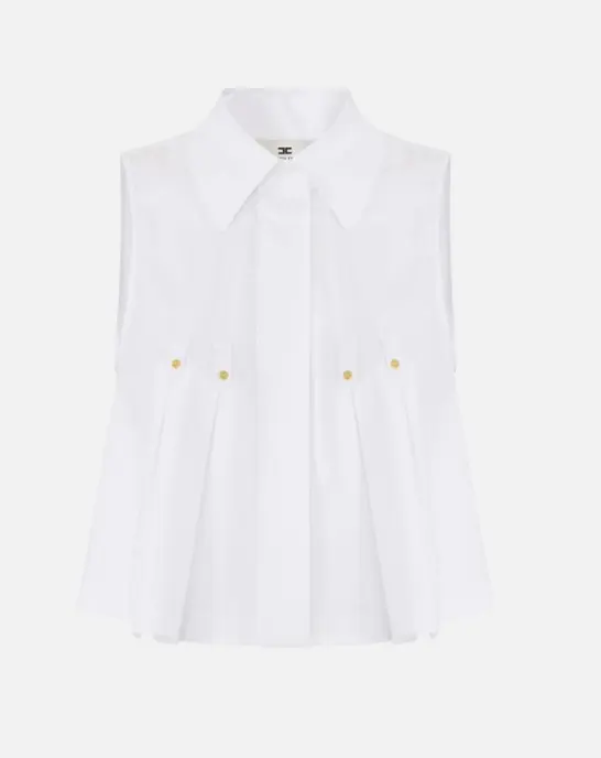 Elisabetta Franchi Poplin Sleeveless Shirt - White