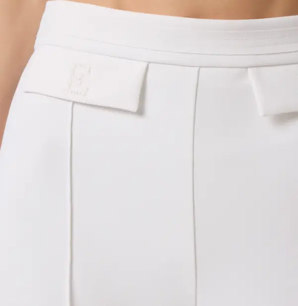 Elisabetta Franchi Double-stretch Crepe Trousers With Embroidered Logo