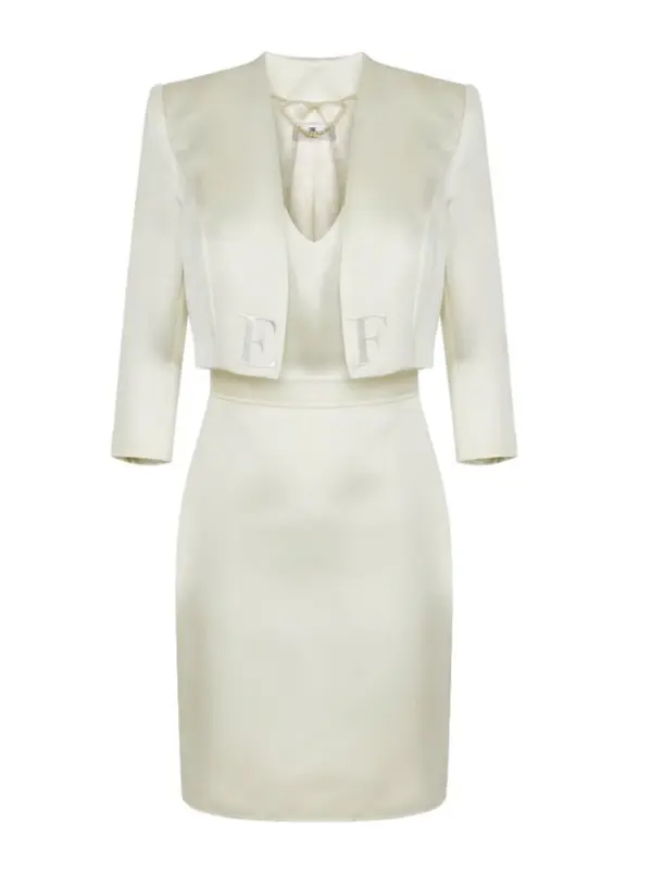 Elisabetta Franchi Dress With Jacket - Burro