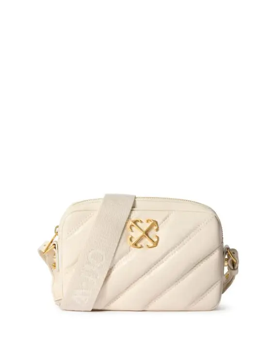 Off-White Quilted Leather Camera Bag - Beige