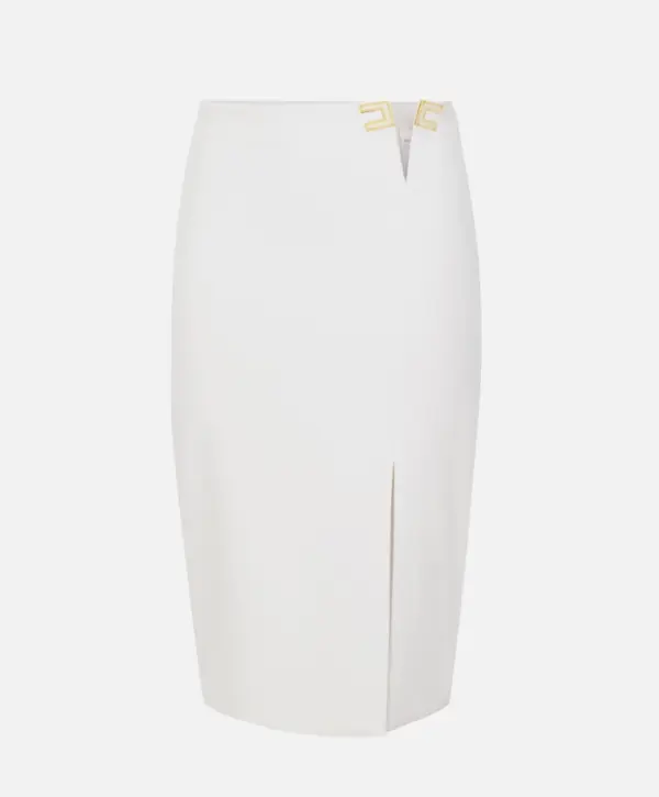 Elisabetta Franchi Logo Detail Midi Skirt - Ivory