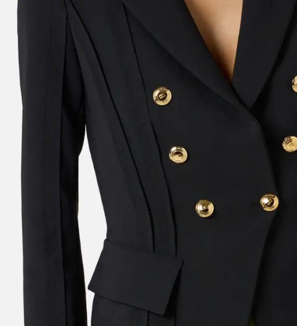 Elisabetta Franchi Double-stretch Crepe Jacket With Gold-tone Buttons
