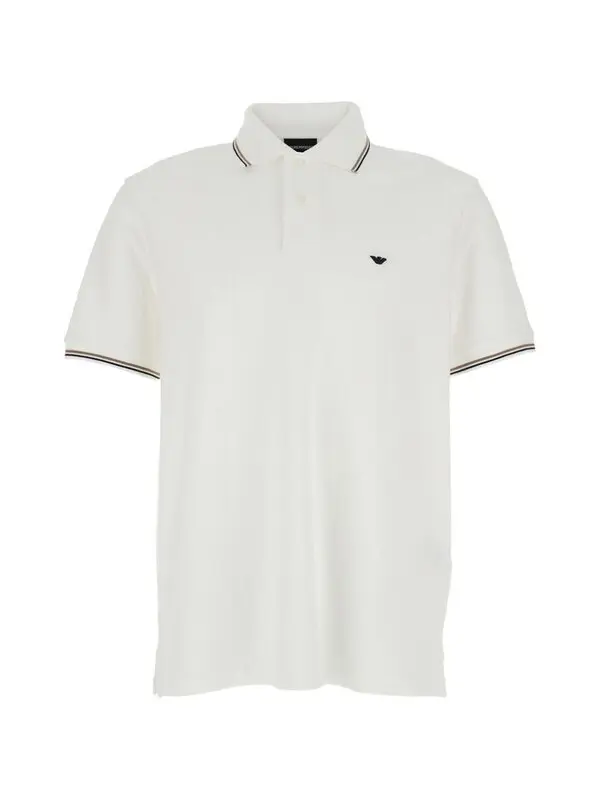 Emporio Armani Logo Cotton Polo Shirt - White