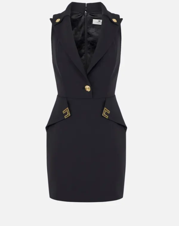 Elisabetta Franchi Double Layer Stretch Crepe Mini Dress