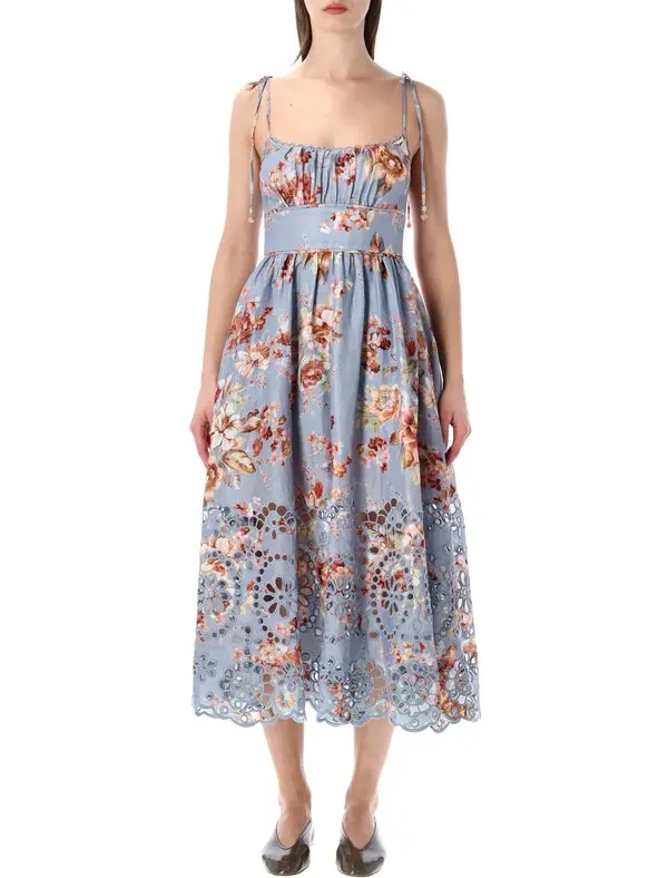 Zimmermann Awaken Picnic Dress - Chambray Blue Floral