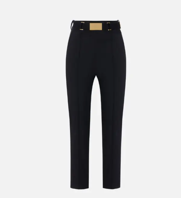 Elisabetta Franchi Slim Fit Trousers With Belt - Black
