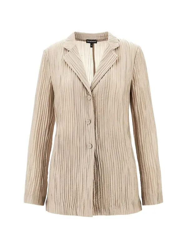 Emporio Armani Single-breasted Pleated Blazer - Beige