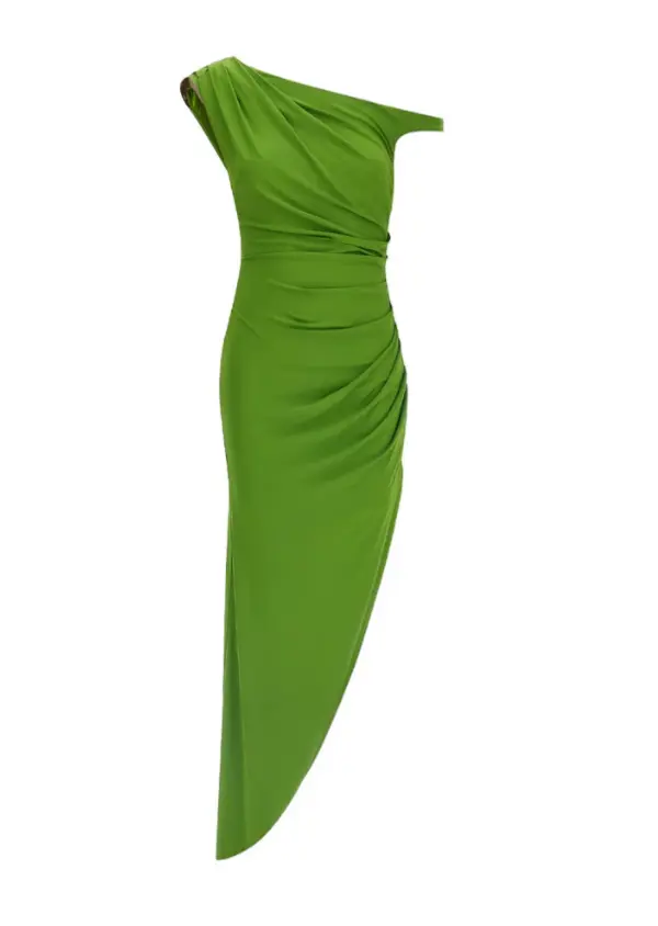 Elisabetta Franchi Crepe Jersey One-shoulder Dress - Aloe