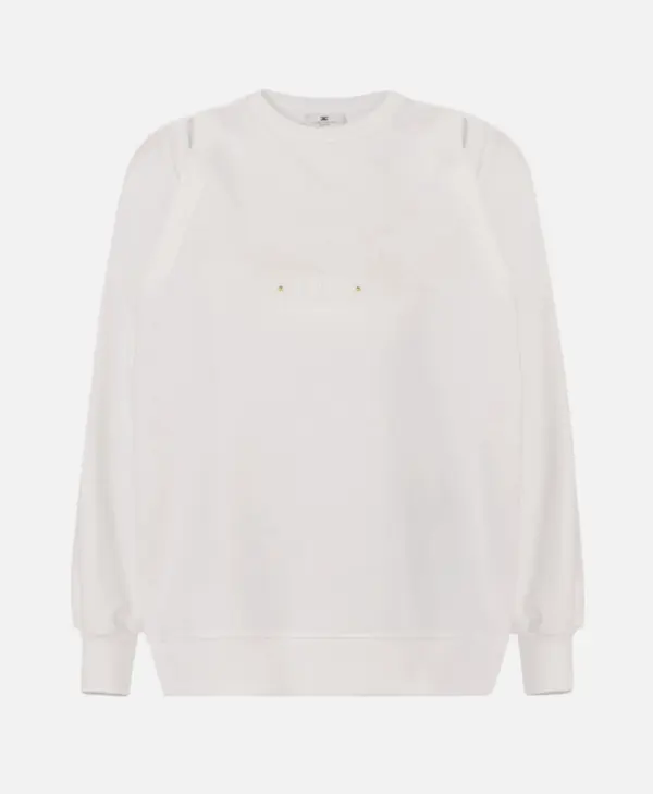 Elisabetta Franchi Cut-out Jersey Sweatshirt - Ivory