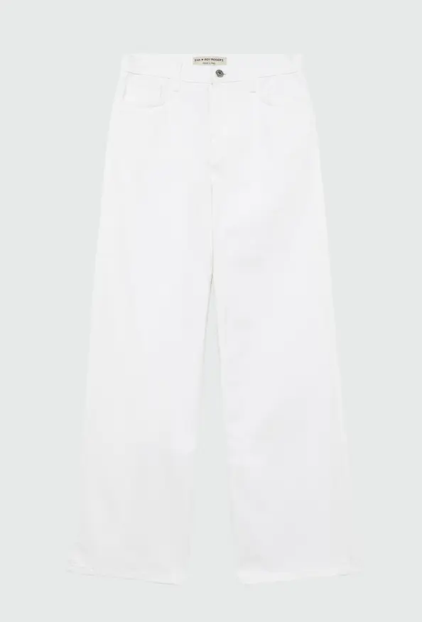 ROY ROGER'S Wide Leg Denim Pants - White