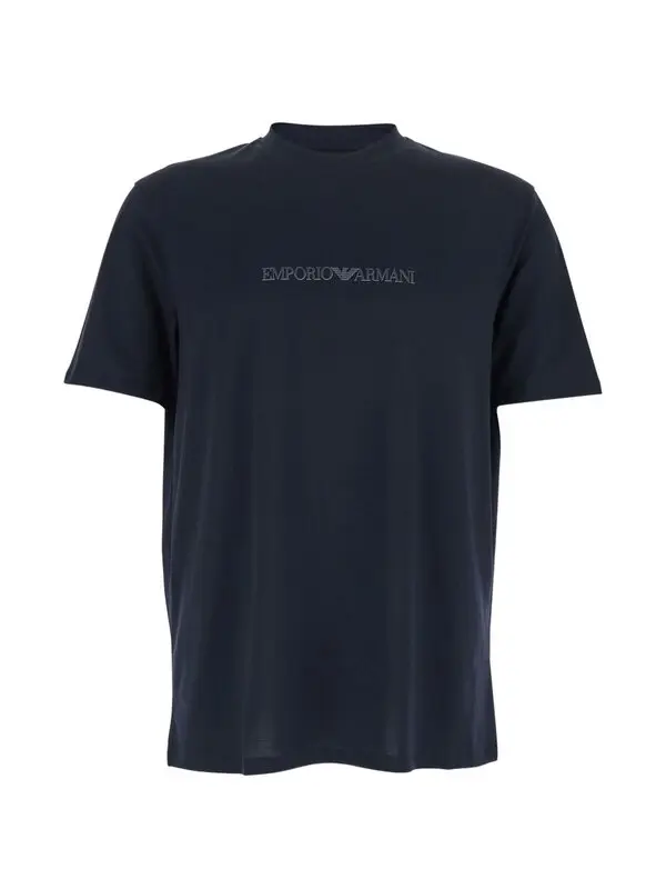 Emporio Armani Logo Cotton T Shirt - Blue