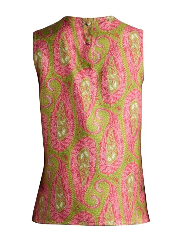 Etro Paisley Foliage Pattern Silk Top - Multicolour